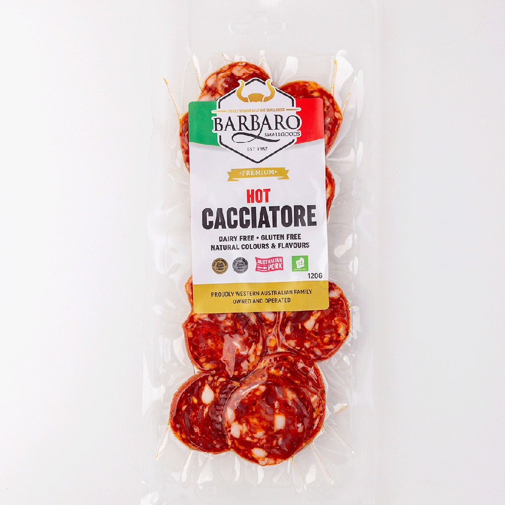 Barbaro cacciatore salami (hot) 120g – Bartuccio's Fresh